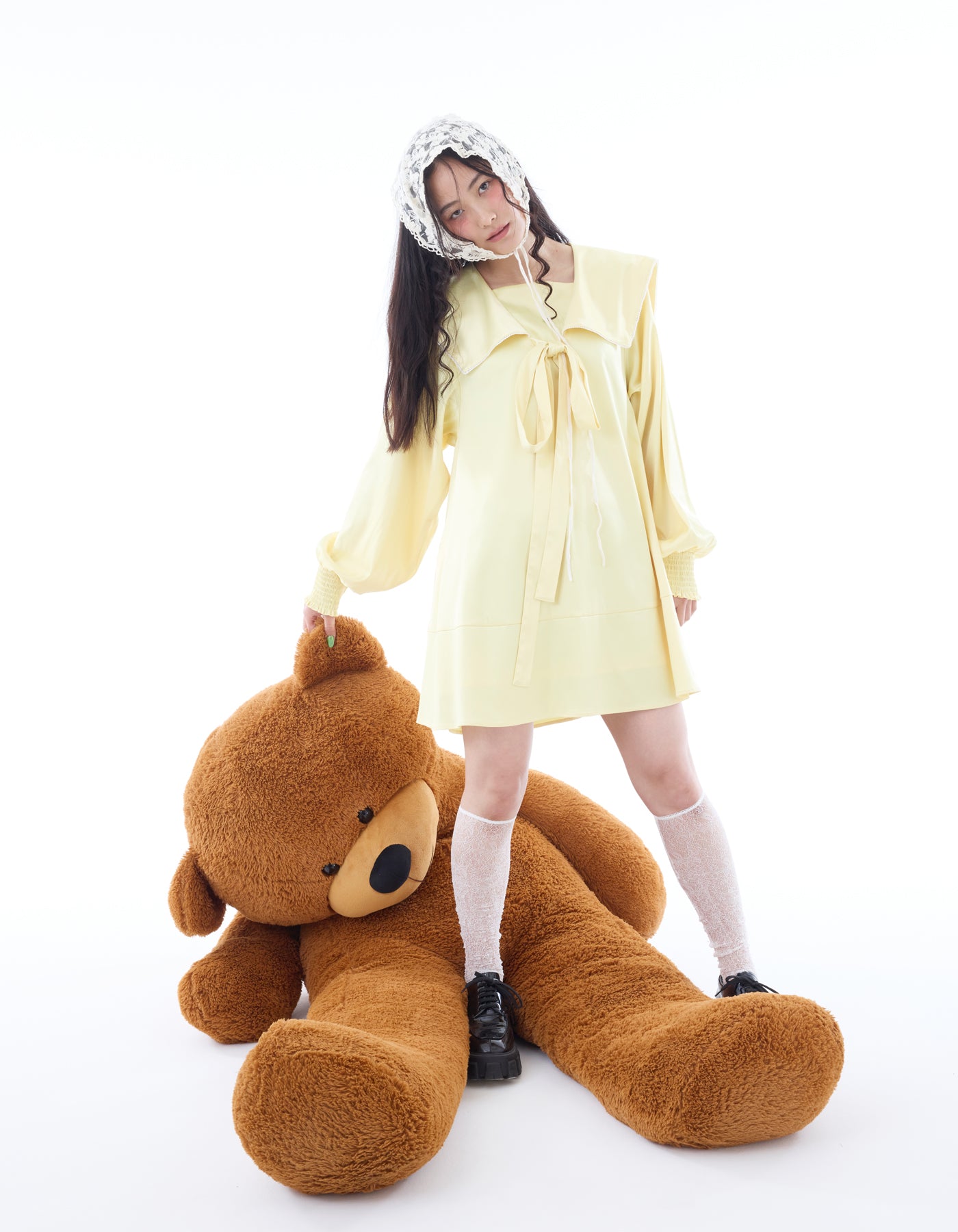 little sunny bite (リトルサニーバイト)satin sailor dress / YELLOW