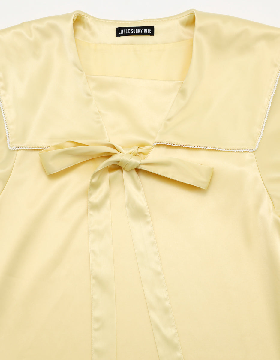 little sunny bite satin sailor dress / YELLOW – little sunny bite web store