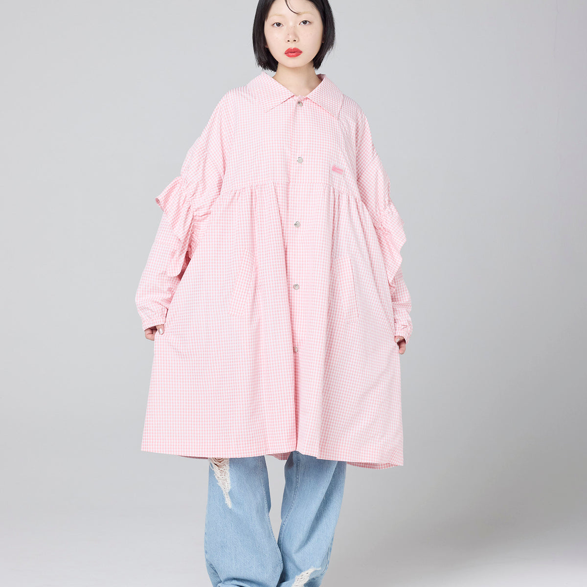little sunny bite checker long jacket / PINK – little sunny bite web store