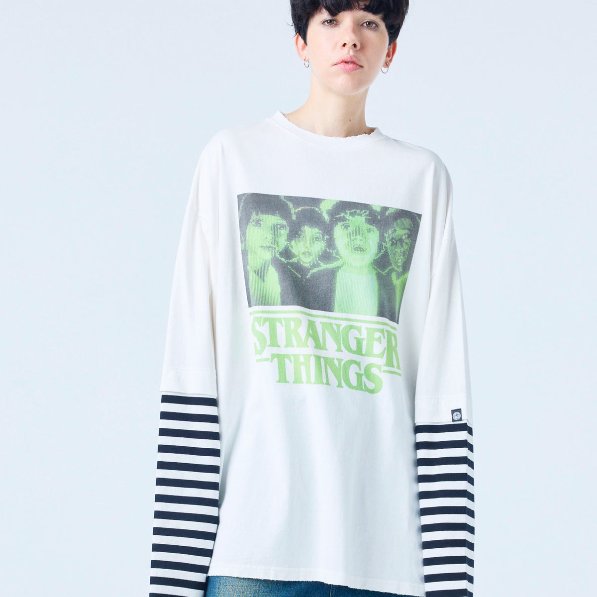 little Sunny Bite stranger things x little sunny bite graphic fake layered long tee / WHITE ...