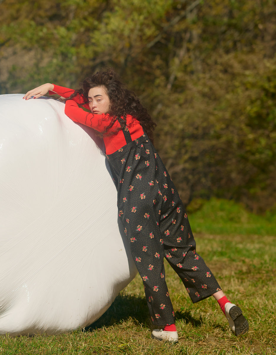 little sunny bite (リトルサニーバイト) と pink house(ピンクハウス) floral ribbon print all in one / BLACK ...